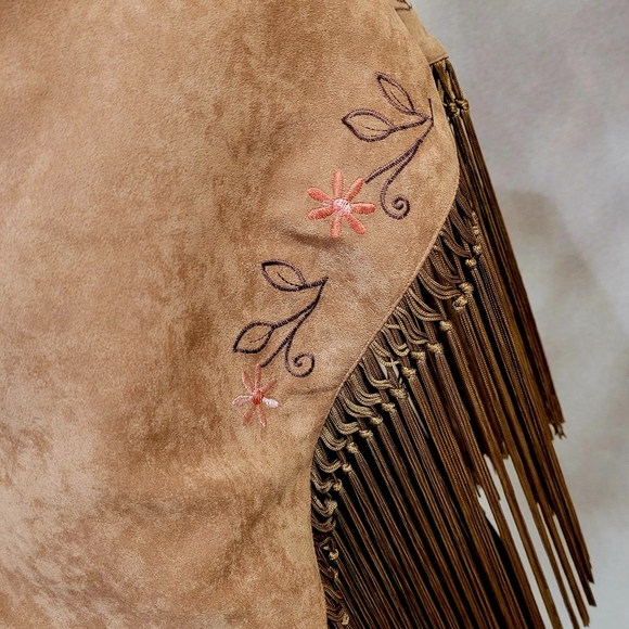 Accessories | Vintage Bohemian Shaw Suede Fringe Tassels Tan With ...
